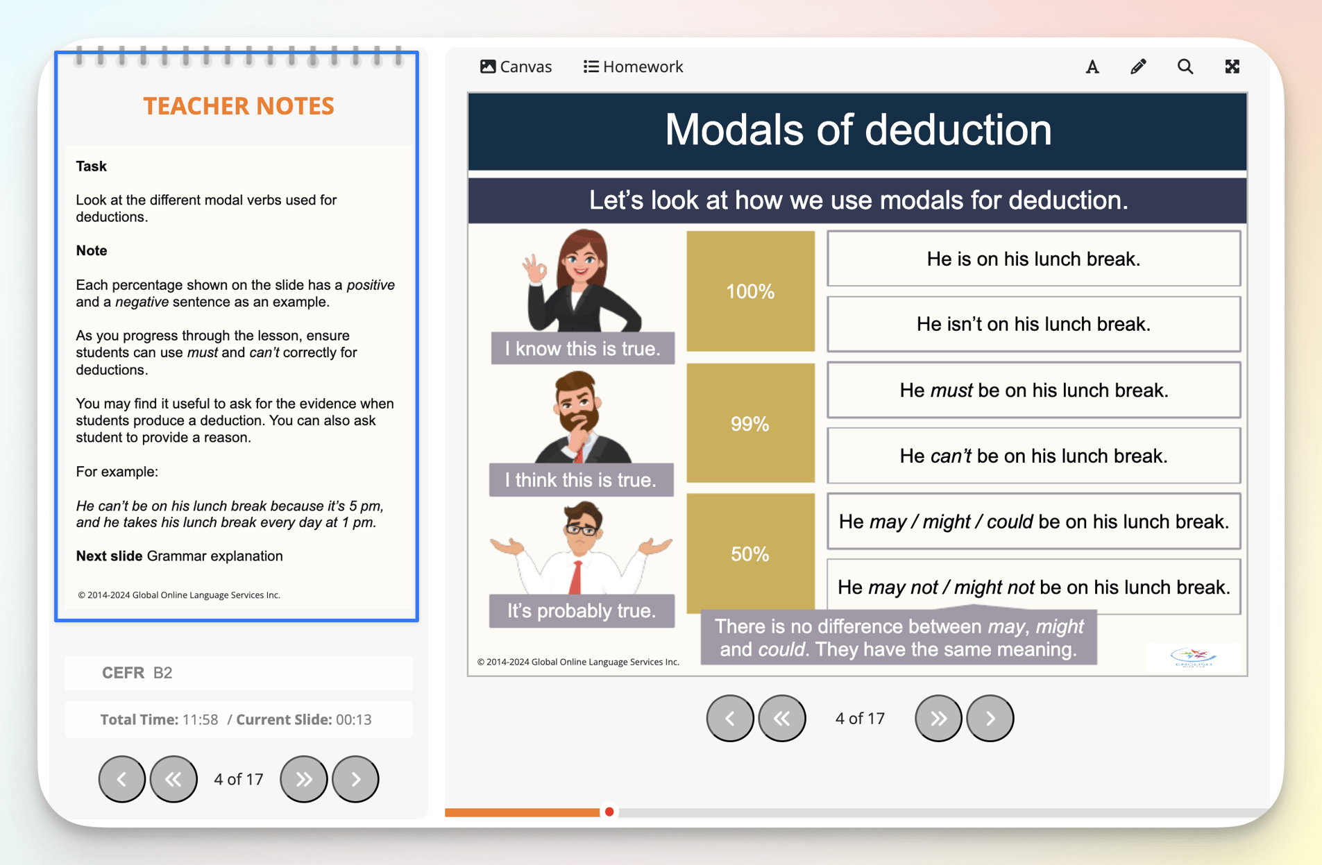 How can I teach in-person lessons with students using devices?