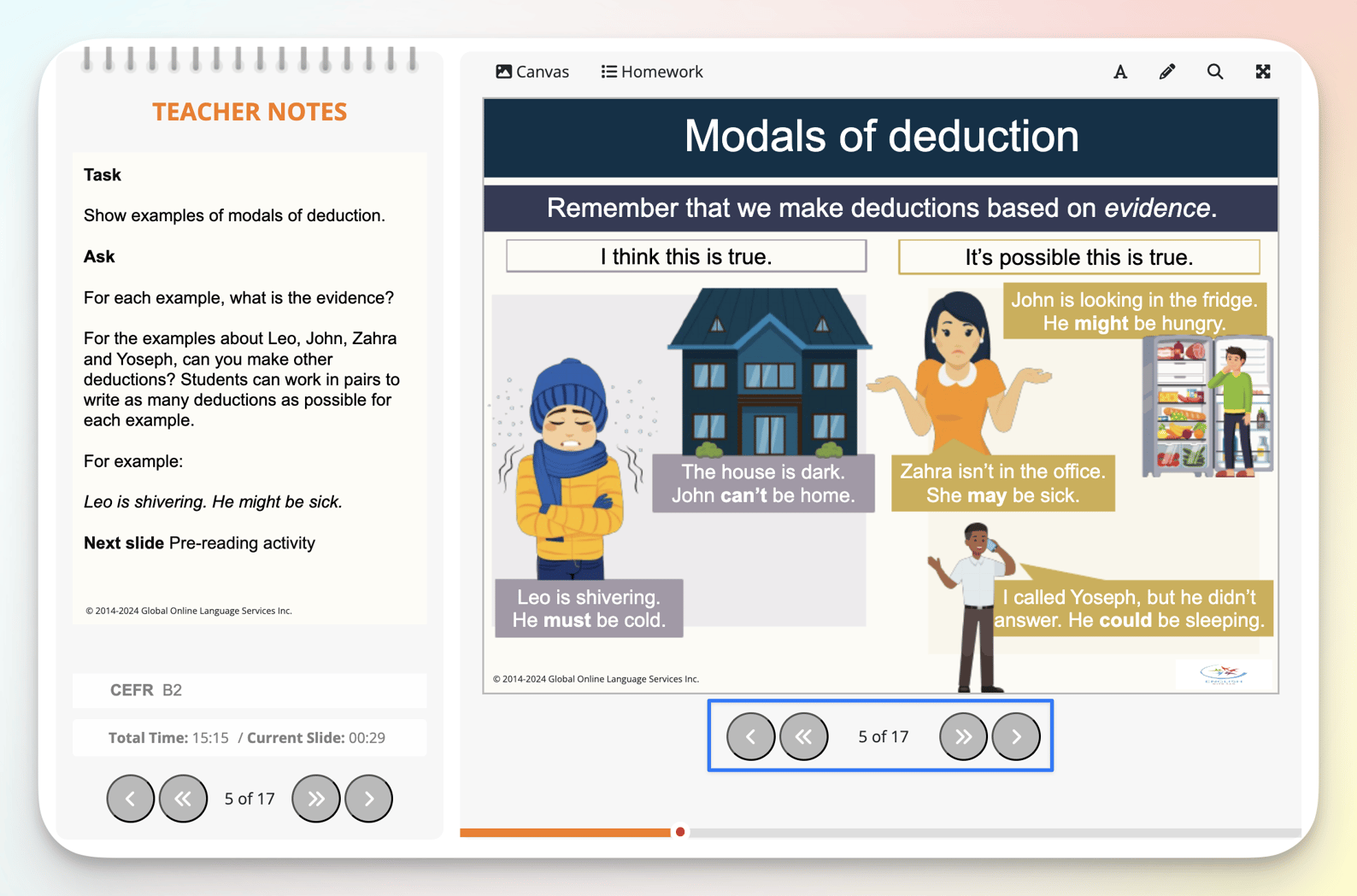 How can I teach in-person lessons with students using devices?
