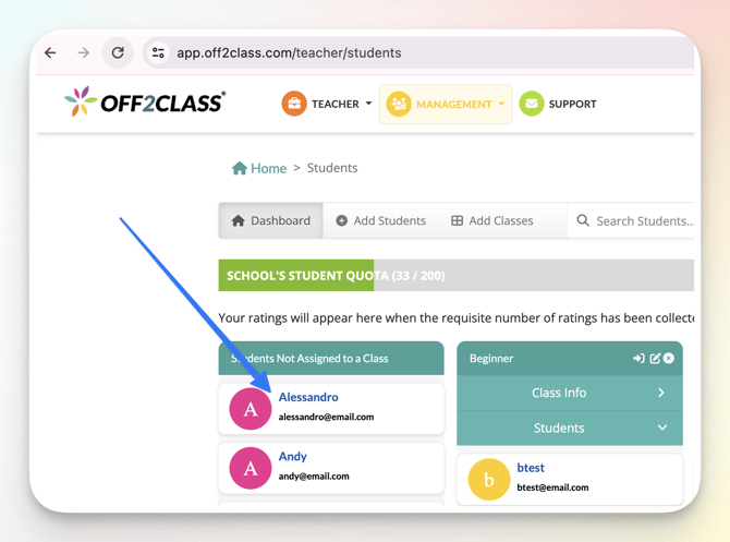 How can I log in as my student?