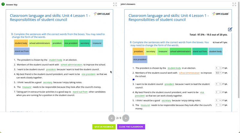 How can I review my students' homework?