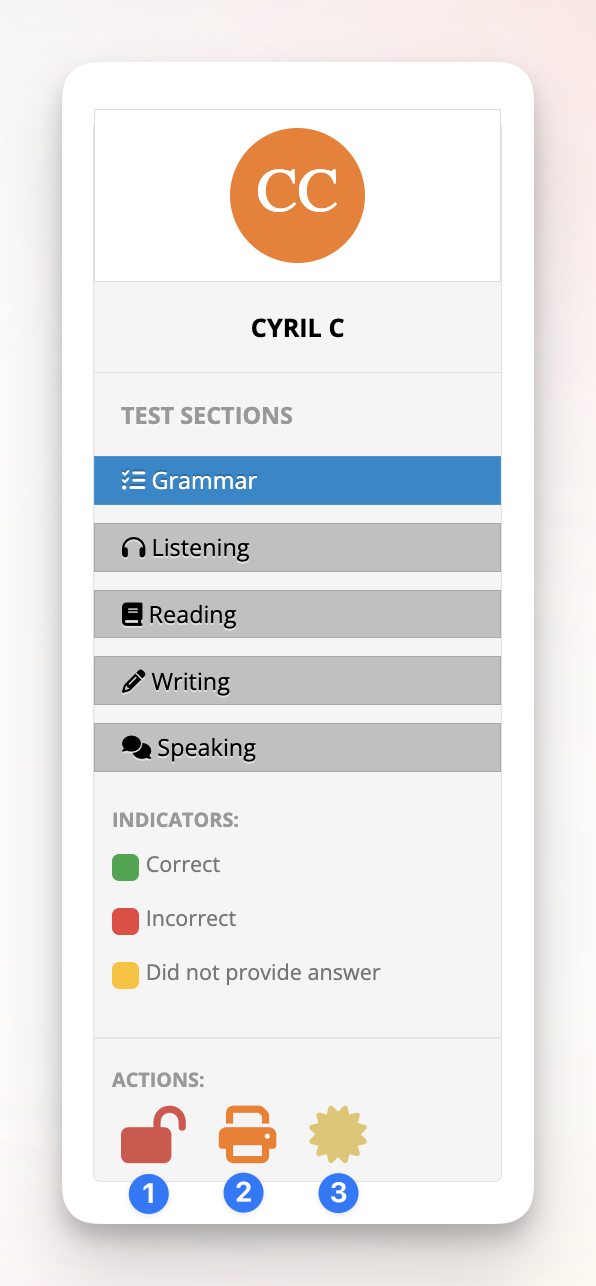 How can I review my students' placement test results?
